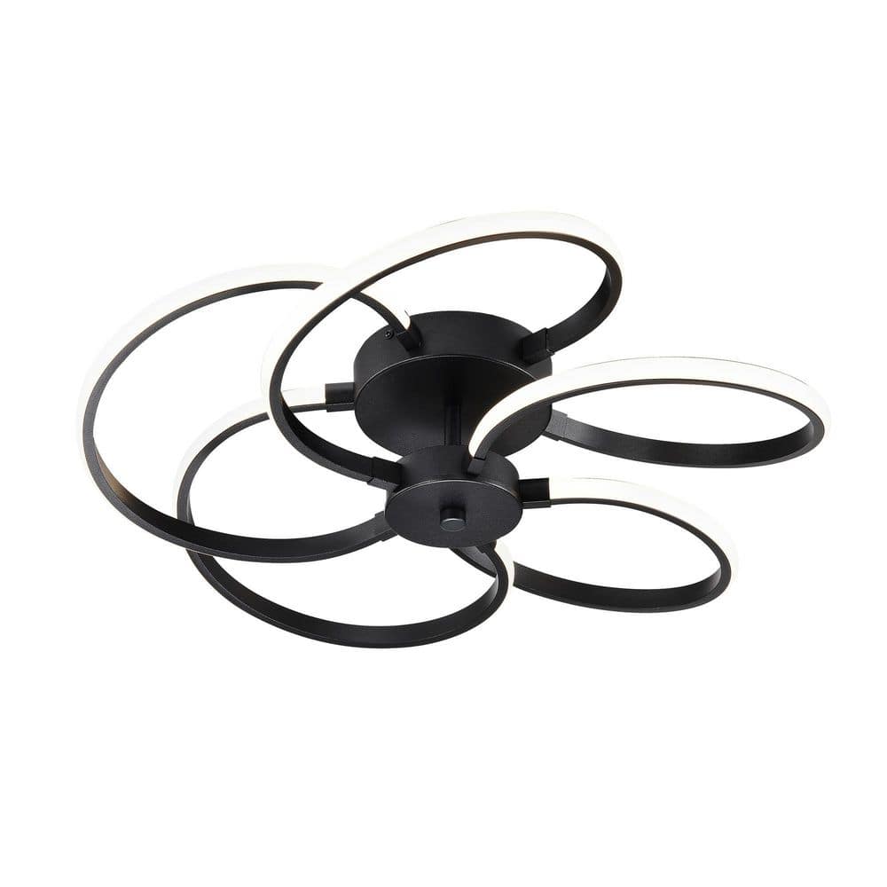 Edvivi Alistair 21 in. 30-Watt Sand Black Integrated LED Creative Flush ...