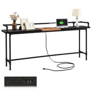 VECELO Long Sofa Table With Power Outlets and USB Ports, Narrow Console ...