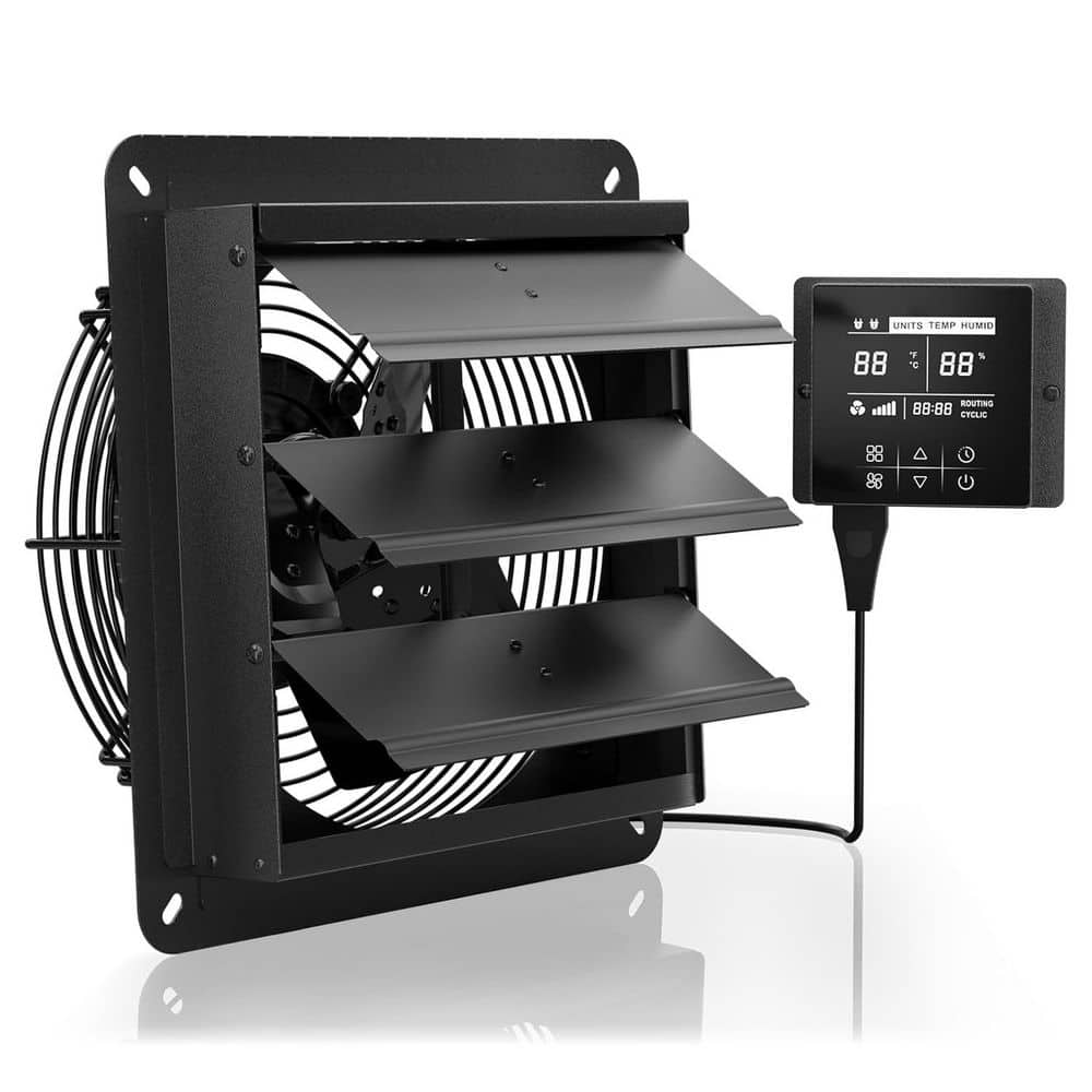 KIWDZFU 10 in. High-Speed Shutter Exhaust Fan with Temperature and ...