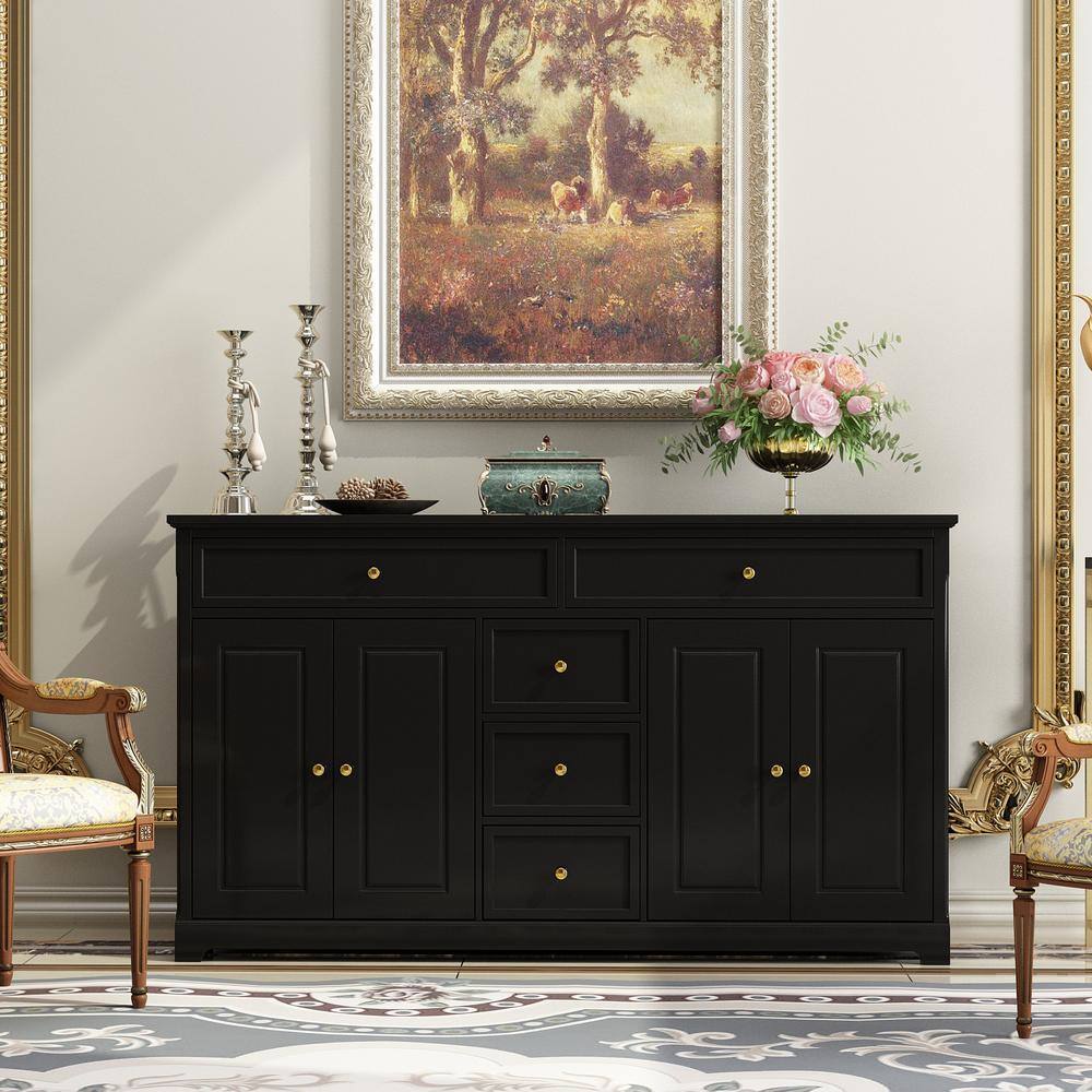 Have a question about FUFU&GAGA Black Wood 59.1 in. W Sideboard with 2 ...