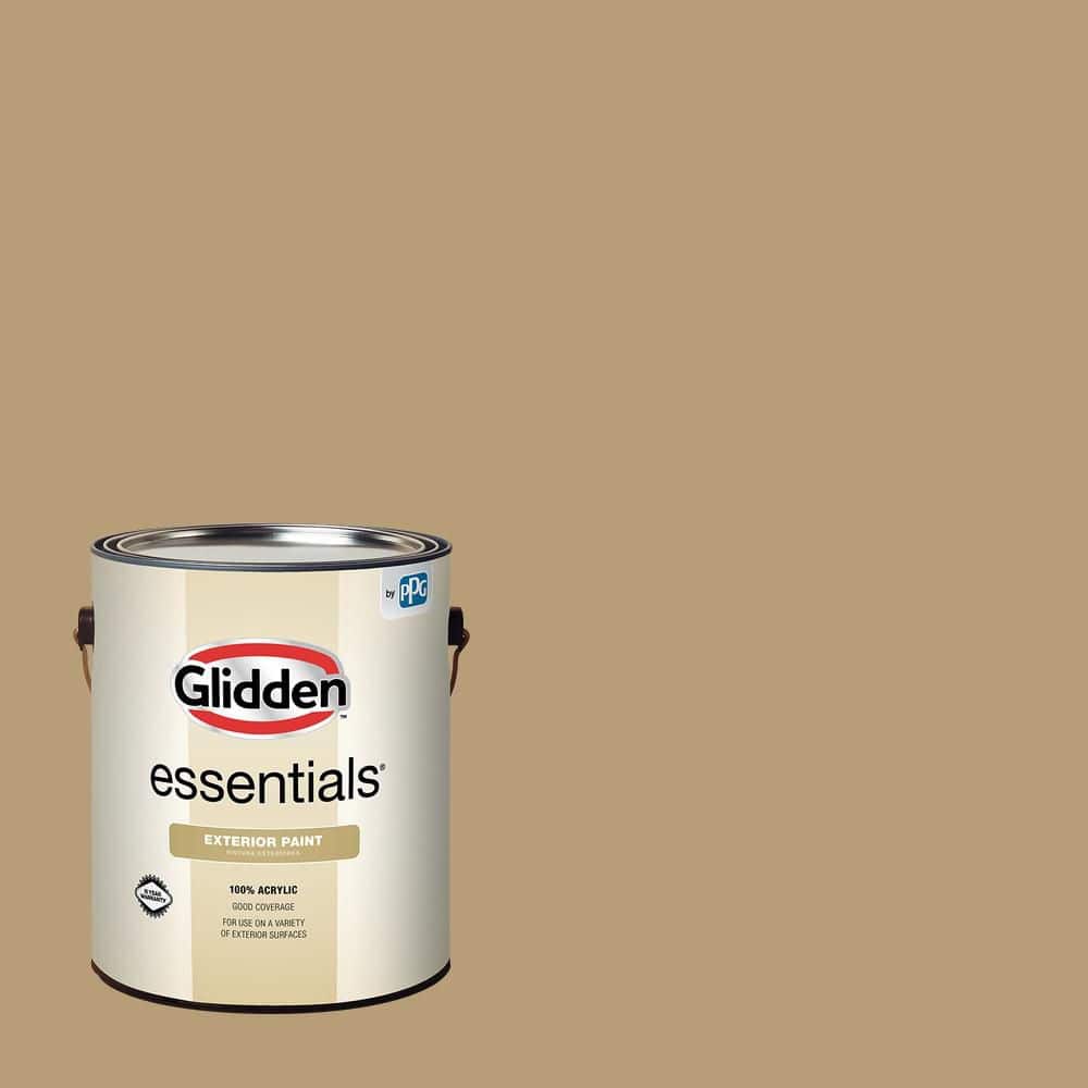 Glidden Essentials 1 gal. PPG1086-5 Earthy Ocher Flat Exterior Paint ...