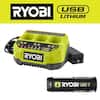RYOBI USB Lithium 3-Port Charger with USB Lithium 2.0 Ah Lithium ...