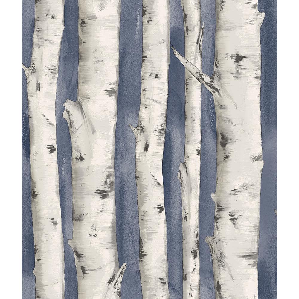 Chesapeake Pioneer Denim Birch Tree Paper Strippable Roll (Covers 56.4 ...