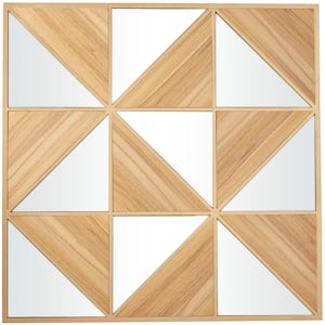 Litton Lane 31 in. x 31 in. Wood Brown Dimensional Triangle Geometric ...