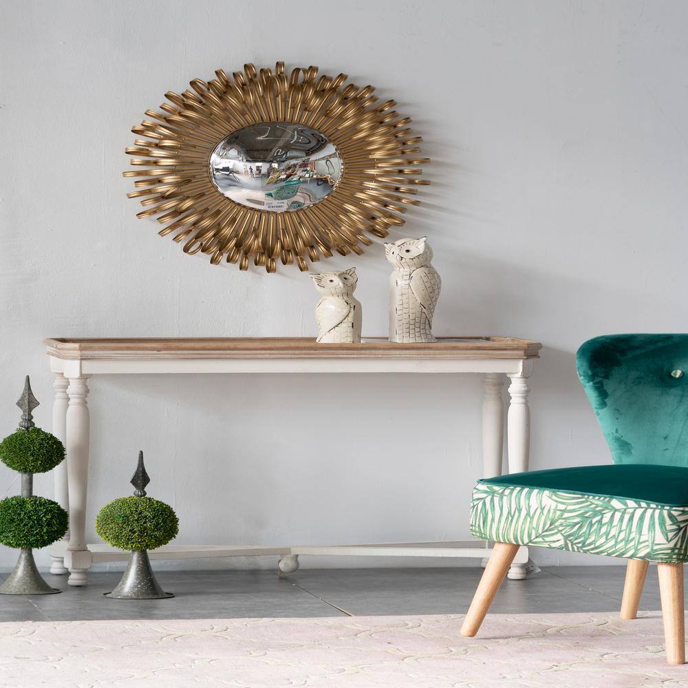 4 in. W x 27 in. H Golden Sunburst Design Wall Mirror Decorative Finish ...