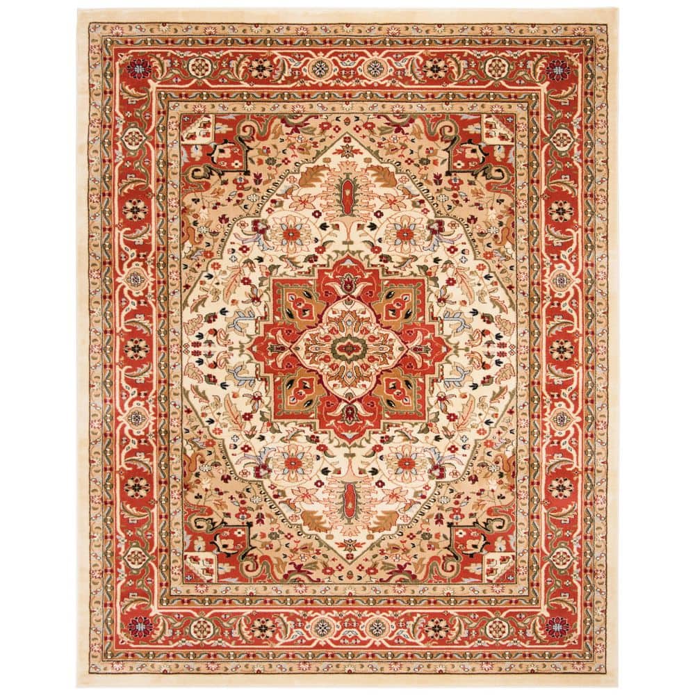 SAFAVIEH Lyndhurst Ivory/Rust 12 ft. x 18 ft. Floral Border Medallion ...