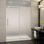 Aston Moselle 60 in. x 32 in. x 77.5 in. Completely Frameless Sliding Shower Door with Frosted ...