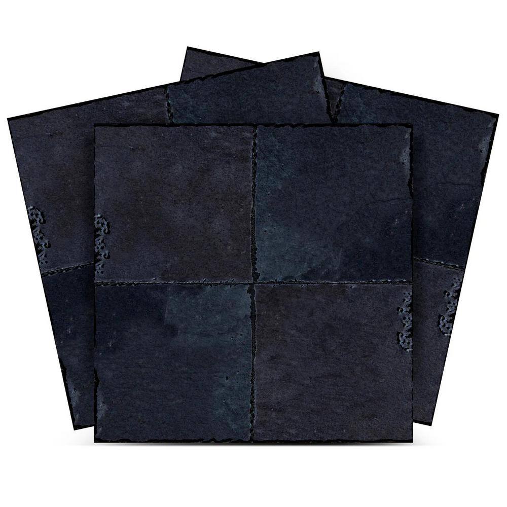 MI ALMA Black and Dark Gray R97 6 in. x 6 in. Vinyl Peel and Stick Tile ...