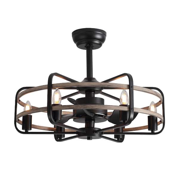 ANTOINE 25 in. Black Farmhouse Ceiling Fan Caged Ceiling Fan Indoor ...