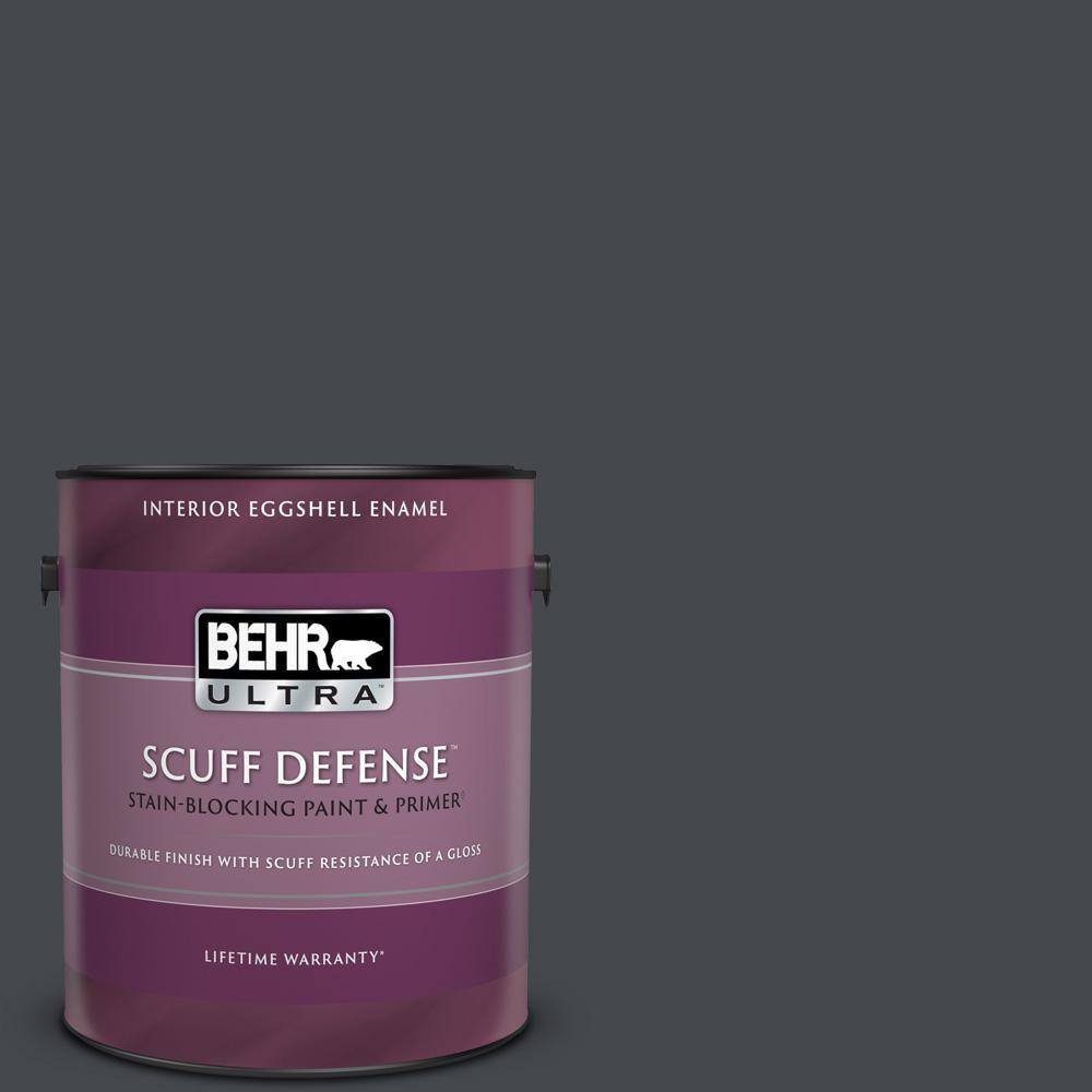 BEHR ULTRA 1 gal. #N490-7 Ink Black Extra Durable Eggshell Enamel ...