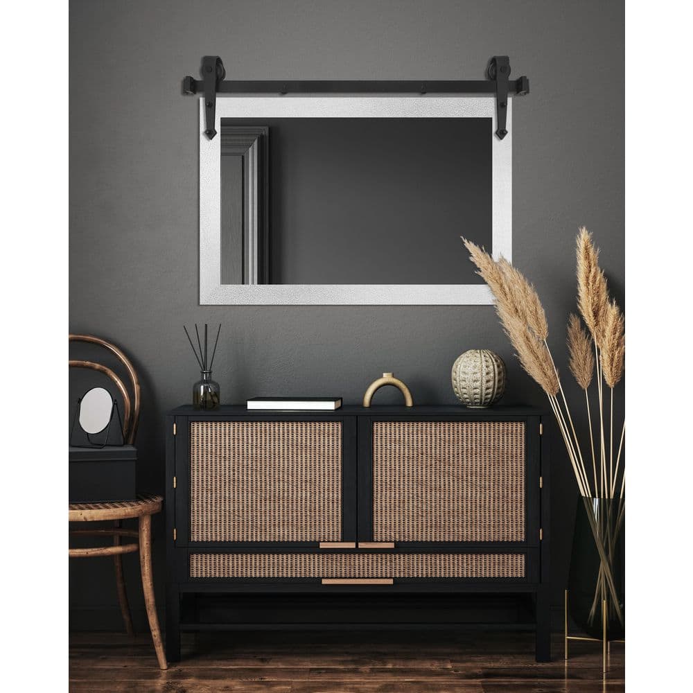 Rayne Mirrors (48 in. W x 33 in. H) Light Silver Modern Rustic Mirror ...