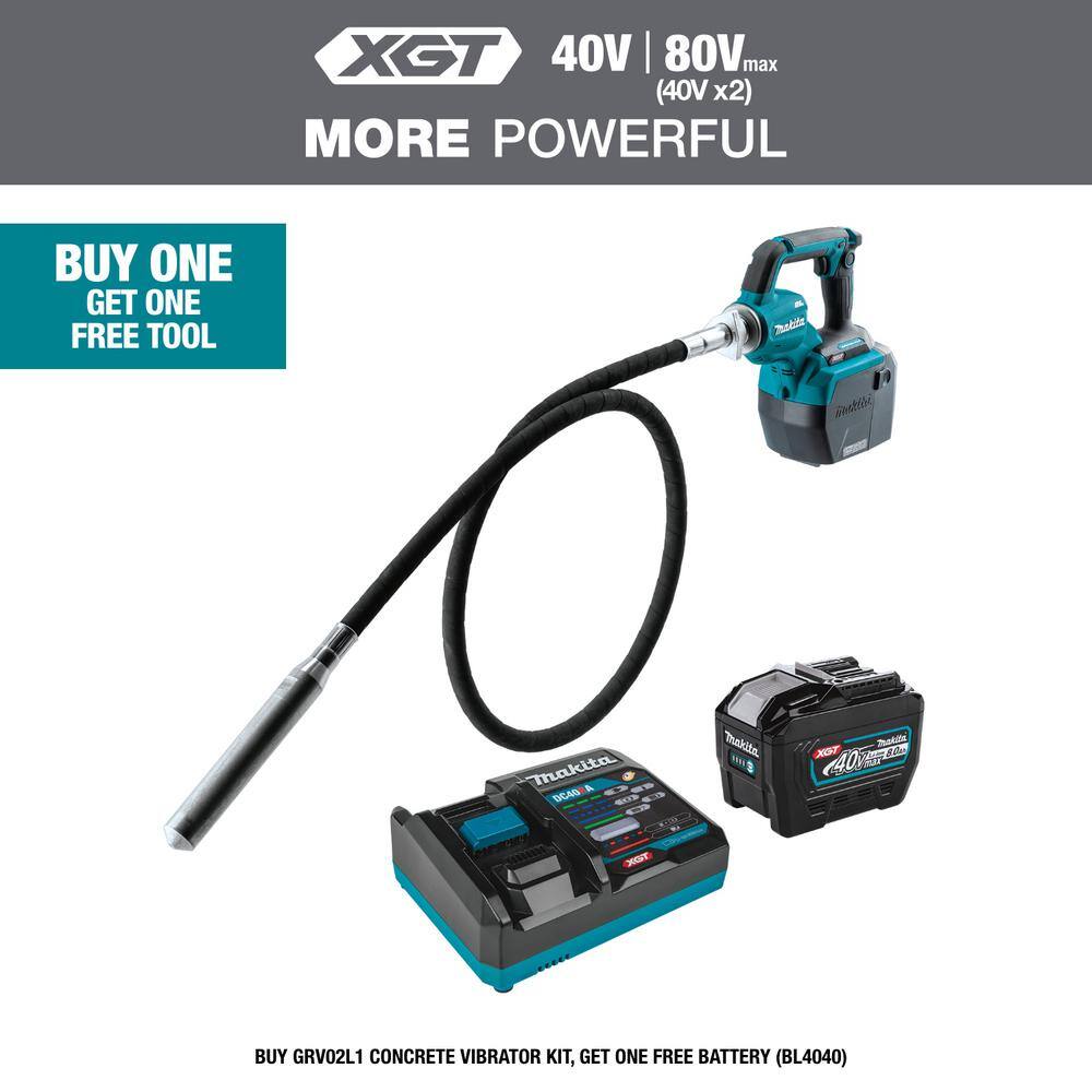 Makita 40V max XGT Brushless Cordless 8' Concrete Vibrator Kit (8.0Ah ...