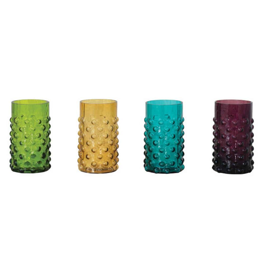 Storied Home Multi-Colored Hobnail Drinking Glass (Set of 4 Colors ...
