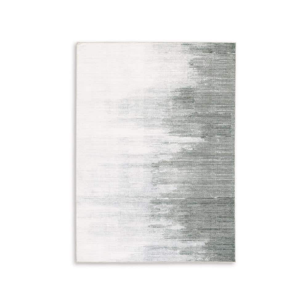 Benjara Mili Gray, White and Black 5 ft. x 7 ft. Geometric Area Rug ...