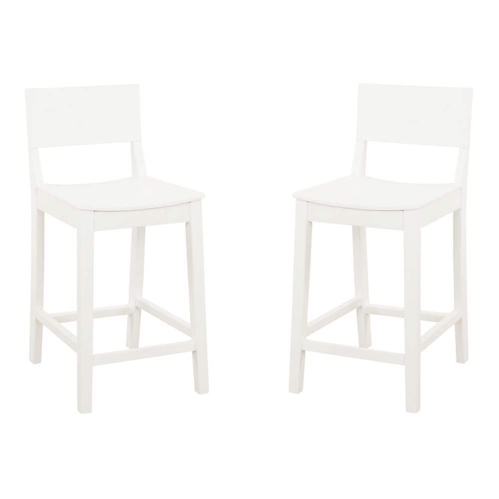 Linon Home Decor Parker 35.75 in. H White Low Back Wood Counter Stool ...