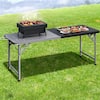 DEXTRUS 6 ft. Metal Portable Folding Grill Table with Mesh Surface, 2 ...