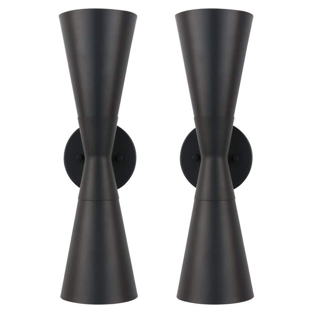 GMGSROM 6 in. 2-Light Black Modern Wall Sconce Hourglass-Shape Wall ...