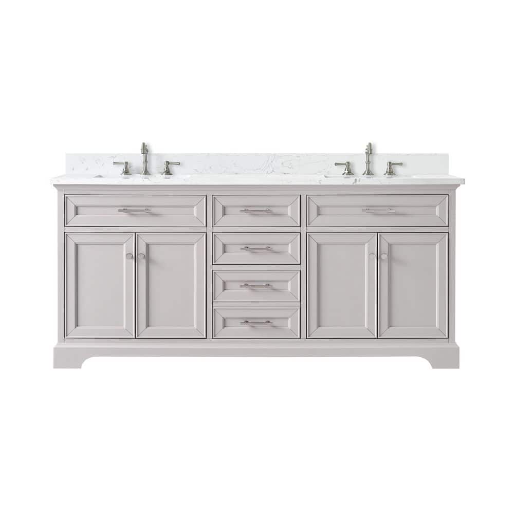 SUDIO Thompson 72 in. W x 22 in. D Bath Vanity in Taupe with Engineered ...