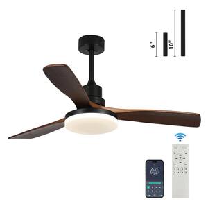WDETR 52 in. Indoor Modern Dark Brown Ceiling Fan with Lights ...