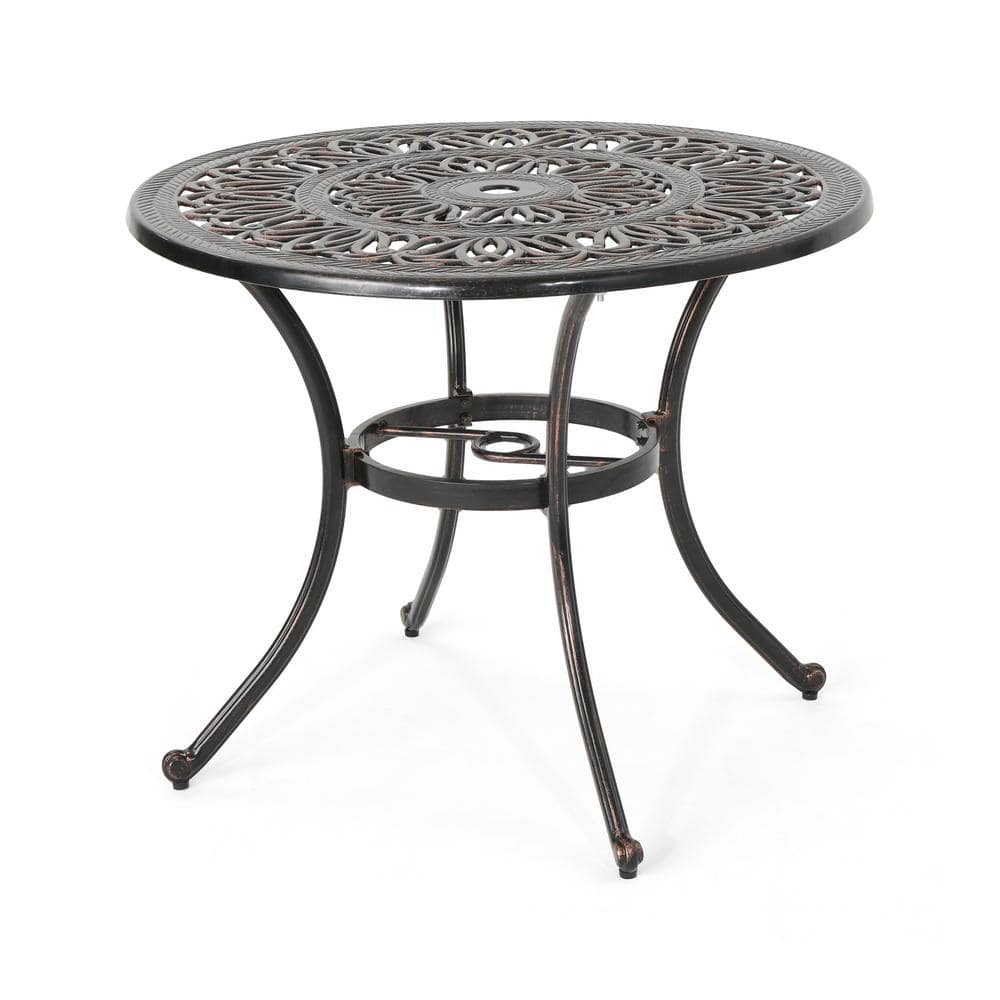 COOLSHARK All Weather Round Cast Aluminum Patio Dining Table Outdoor ...