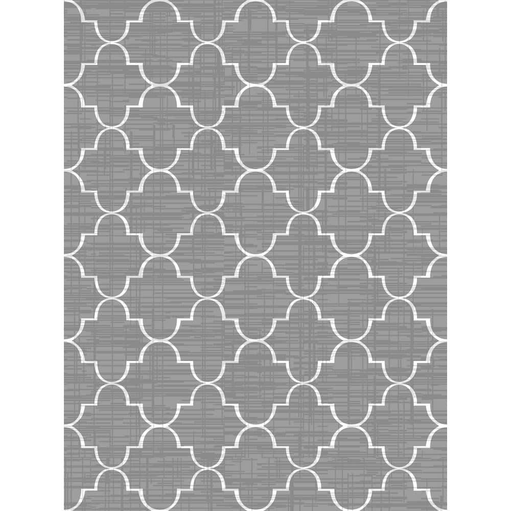 Foss Printed Roman Grey/White 6 ft. x 8 ft. Indoor/Outdoor Area Rug ...