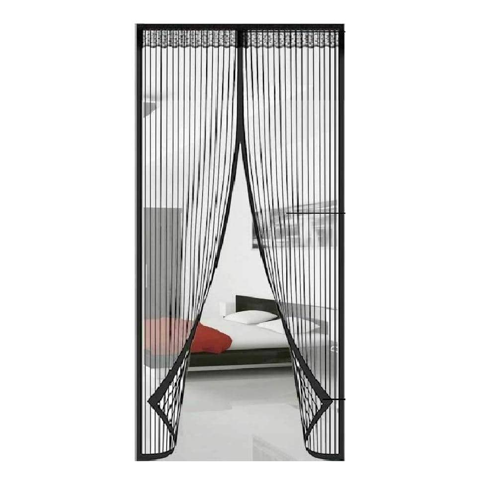 Shatex 35 in. x 83 in. Black Magnetic Screen Door with Velcro PDCV3583 ...