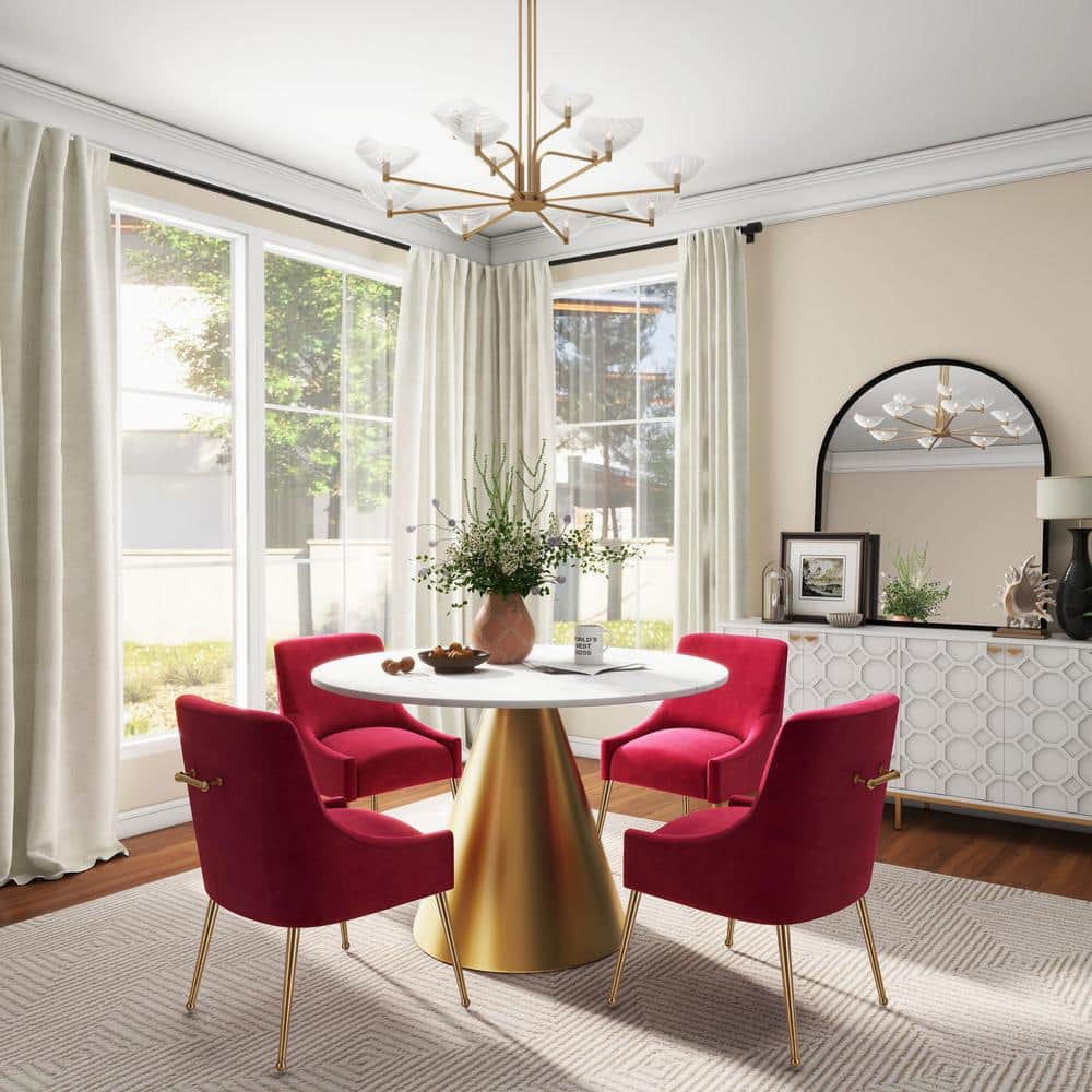 Boyel Living 5-Piece White Marble Counter Top Dining Table Set Seats 4 ...