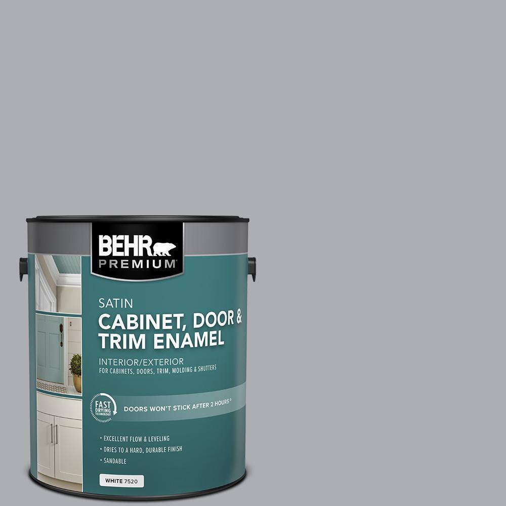 BEHR PREMIUM 1 gal. #760E-3 Gray Timber Wolf Satin Enamel Interior ...
