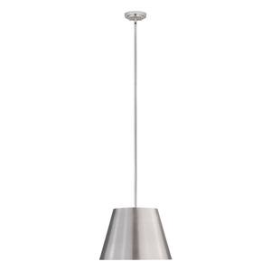 Weston 13 in. 3-Light Brushed Nickel Shaded Pendant Light with White ...