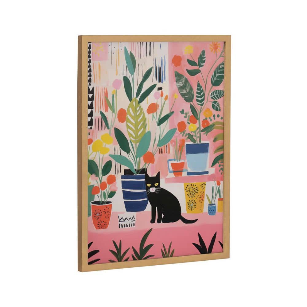 Kate and Laurel Gallery Whimsical Houseplants and a Black Kitty Cat by ...