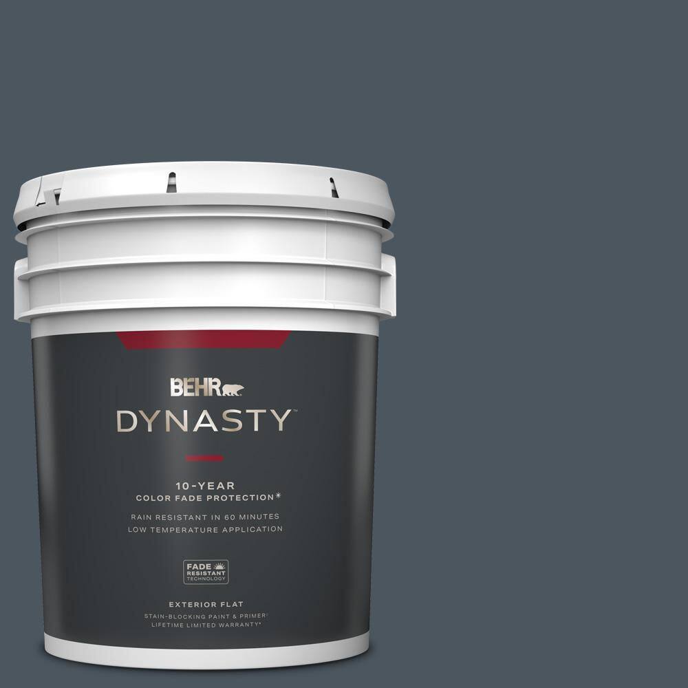 BEHR DYNASTY 5 gal. #N480-7 Midnight Blue Flat Exterior Stain-Blocking ...