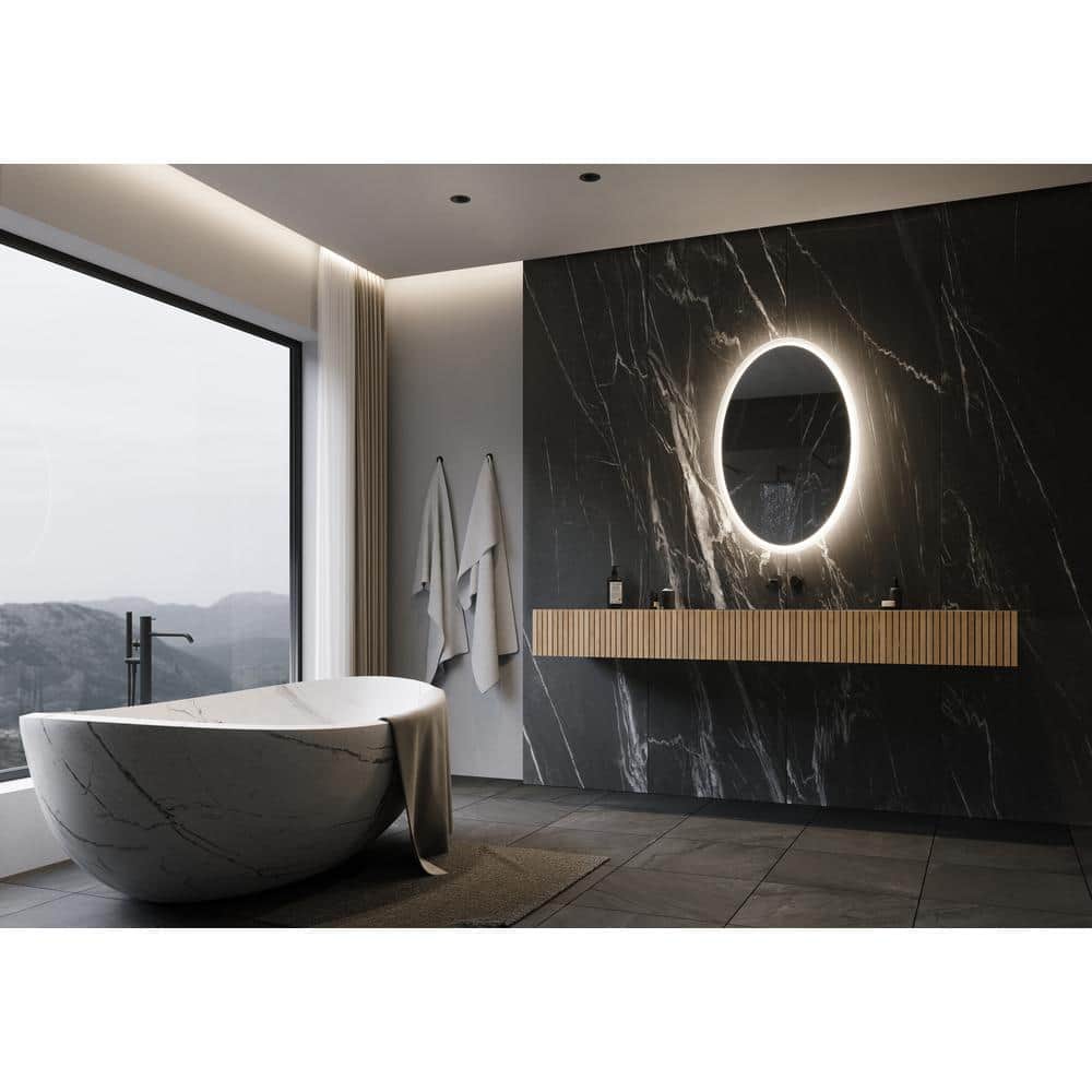 PARIS MIRROR 24 in. W x 36 in. H Oval Frameless Wall Mounted Bathroom ...