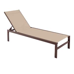 Kadehome Coffee Steel Outdoor Chaise Lounge with Adjustable Backrest ...