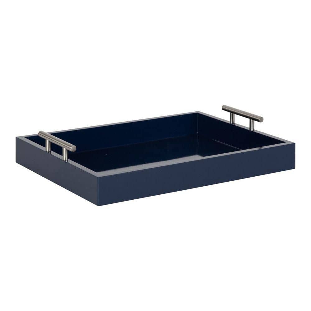 Kate and Laurel Lipton Navy Blue Decorative Tray 220272 - The Home Depot