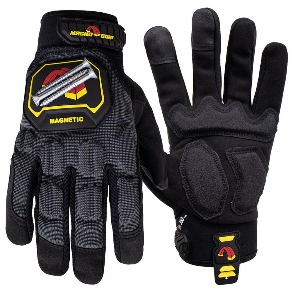MagnoGrip Pro Impact Work Glove with Integrated Magnetic Storage, Gray ...