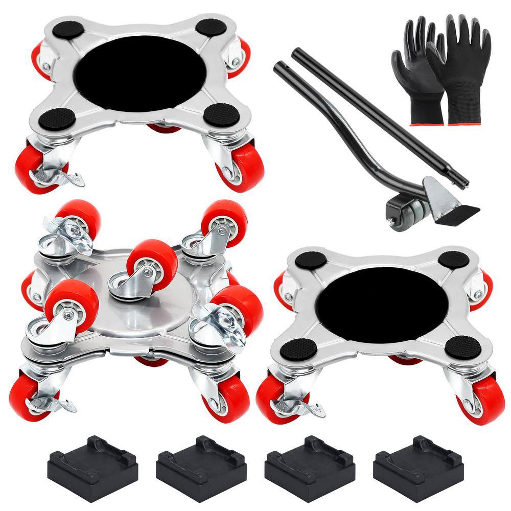 Angel Sar 4-Piece Upgrade Large Furniture Movers with 5 Red Wheels, Mix ...