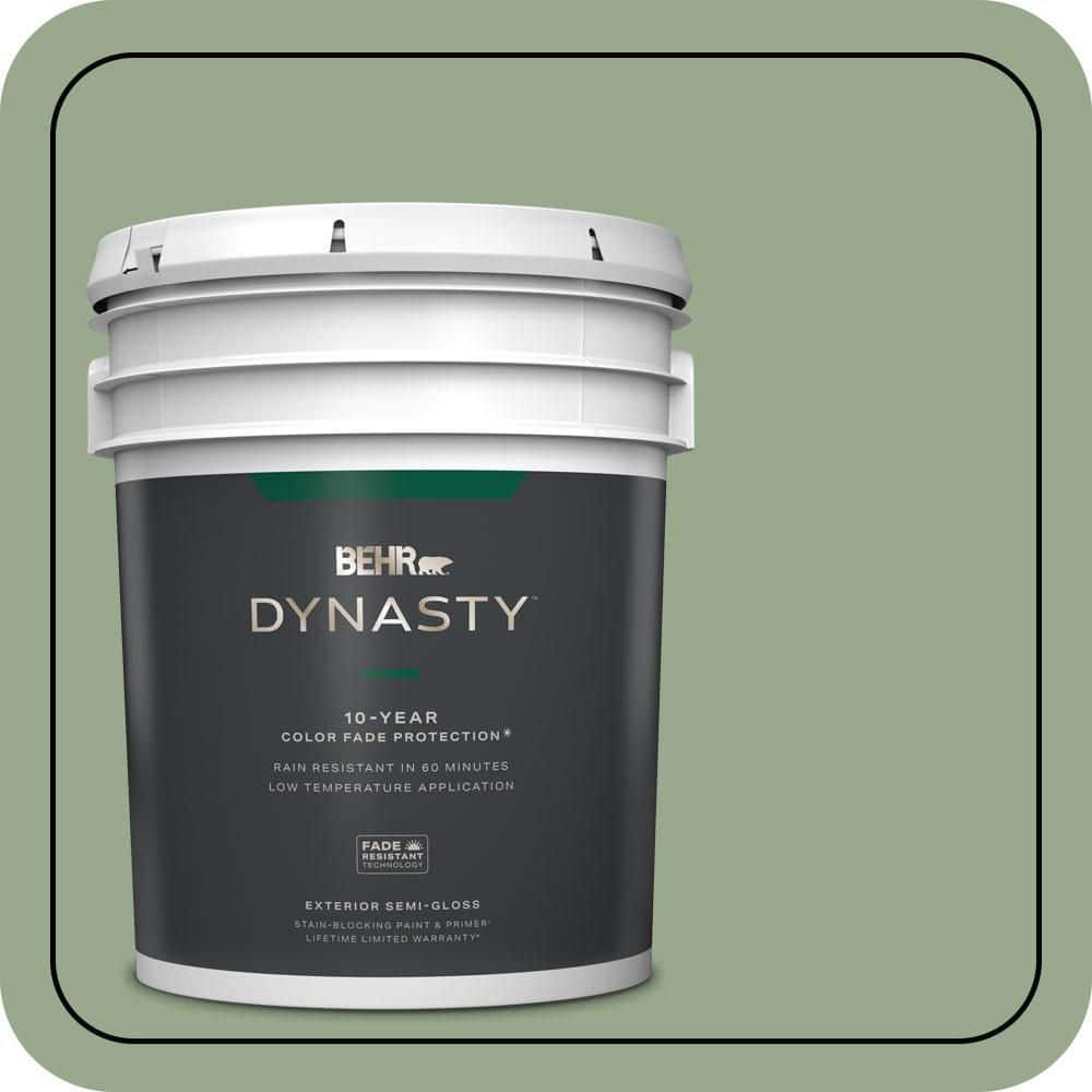 BEHR DYNASTY 5 gal. #PPU11-05 Pesto Green Semi-Gloss Enamel Exterior ...