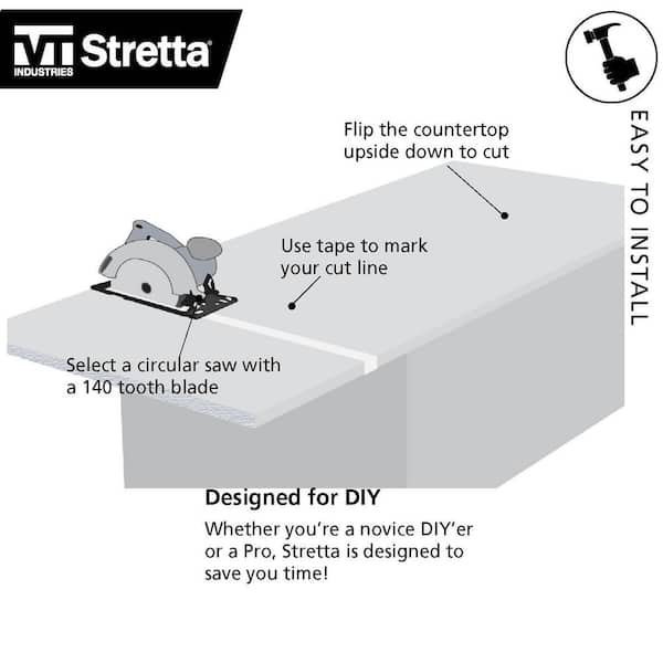 STRETTA 6 ft. White Laminate Countertop Kit with Full-Thickness Square ...
