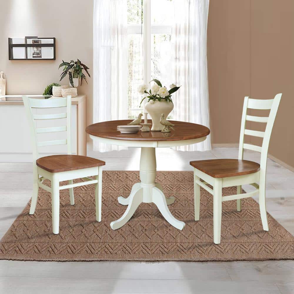 International Concepts Hampton 3-Piece 36 in Round Hickory/Shell Solid ...