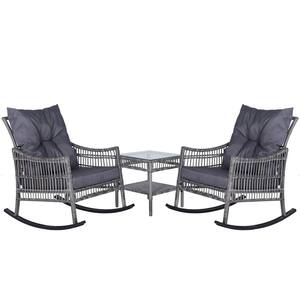 Outdoor Interiors Grey Wicker and Eucalyptus Outdoor Rocking Chair 21095RCG