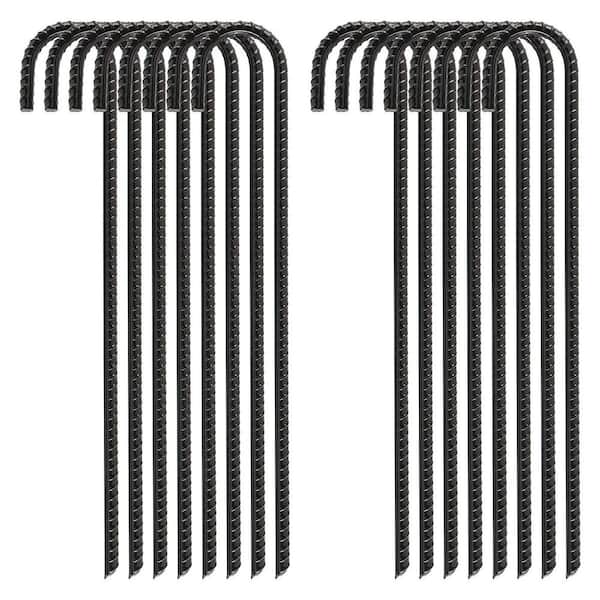 Laybus 12 in. Rebar Stakes Black Heavy Duty J Hook, Galvanized Tent ...