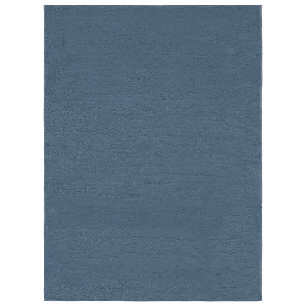 SAFAVIEH Faux Rabbit Fur Indigo 8 ft. x 10 ft. Solid Flokati Area Rug ...
