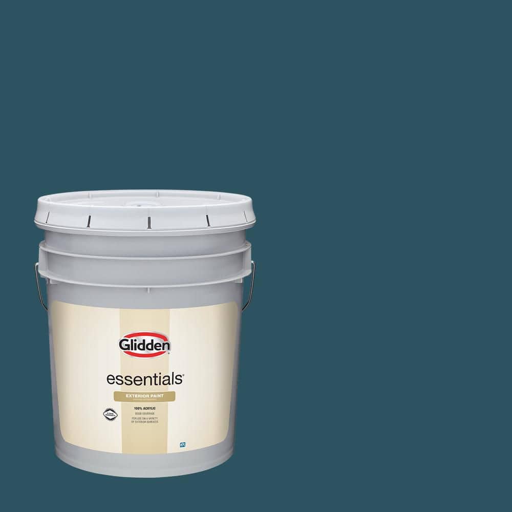 Glidden Essentials 5 gal. PPG1149-7 Blue Bayberry Satin Exterior Paint ...