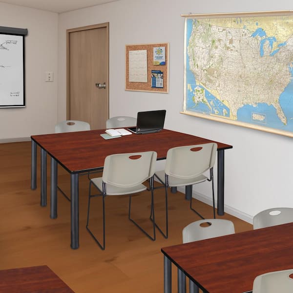 Regency Kee 66 in x 24 in. Cherry Top Training Table Desk, Black Legs ...