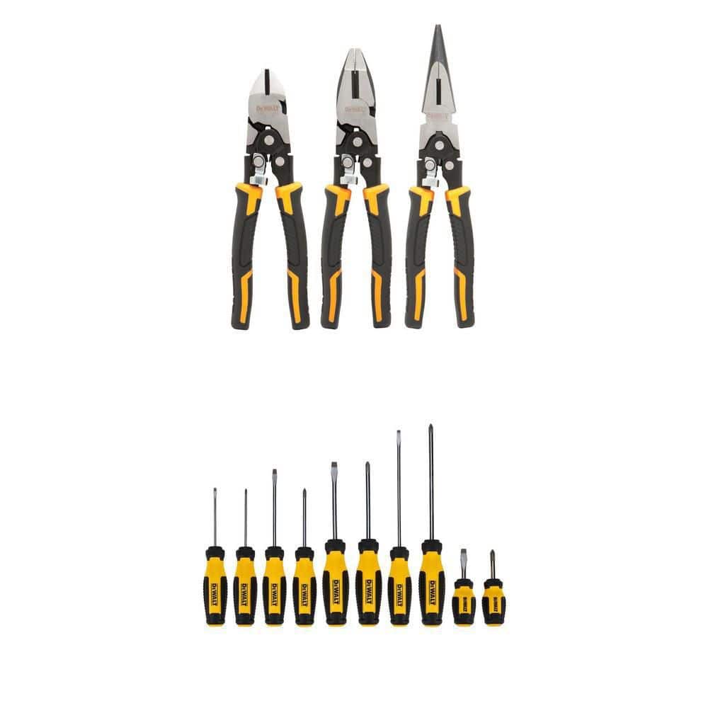 DEWALT Compound Plier Set (3-Pack) and Phillips Screwdriver Set (10 ...