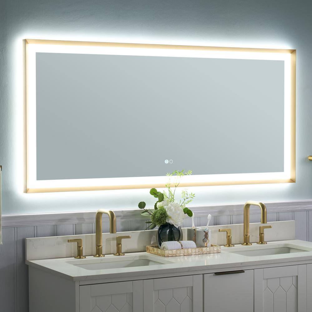 ANGELES HOME 60 in. W x 28 in. H Rectangular Framed Slope Dimmable ...