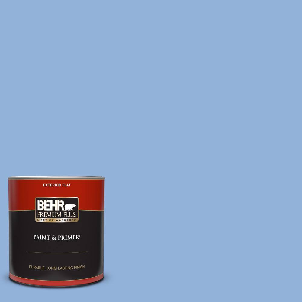 BEHR PREMIUM PLUS 1 qt. #580B-5 Cornflower Blue Flat Exterior Paint ...