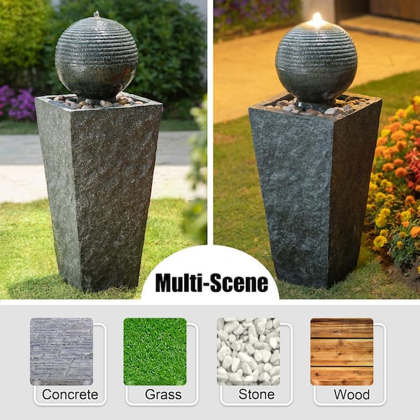 Floating Sphere Fountain Floating Ball Fountain Red Granite | Kusser