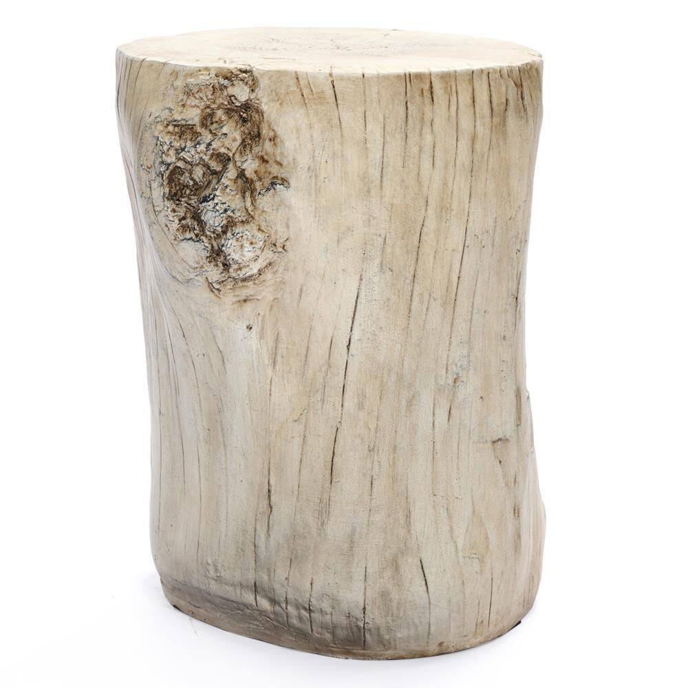 LuxenHome Indoor and Outdoor 12.6 in. Beige Faux Wood MgO End Side ...