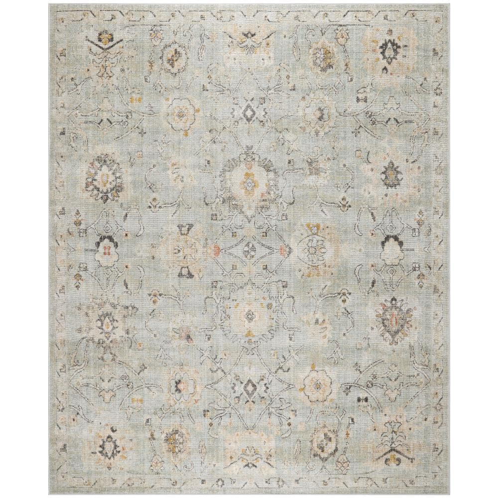 Nourison Oushak Home Mint 10 ft. x 14 ft. Floral Traditional Area Rug ...
